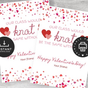 Friendship Bracelet Valentine Printable. Instant Download. Classroom ...