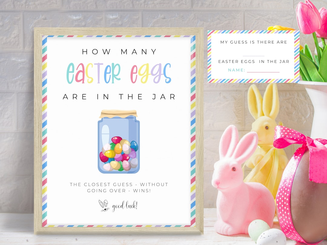 Guess How Many Easter Eggs Are in the Jar Sign. Kid Easter Party ...
