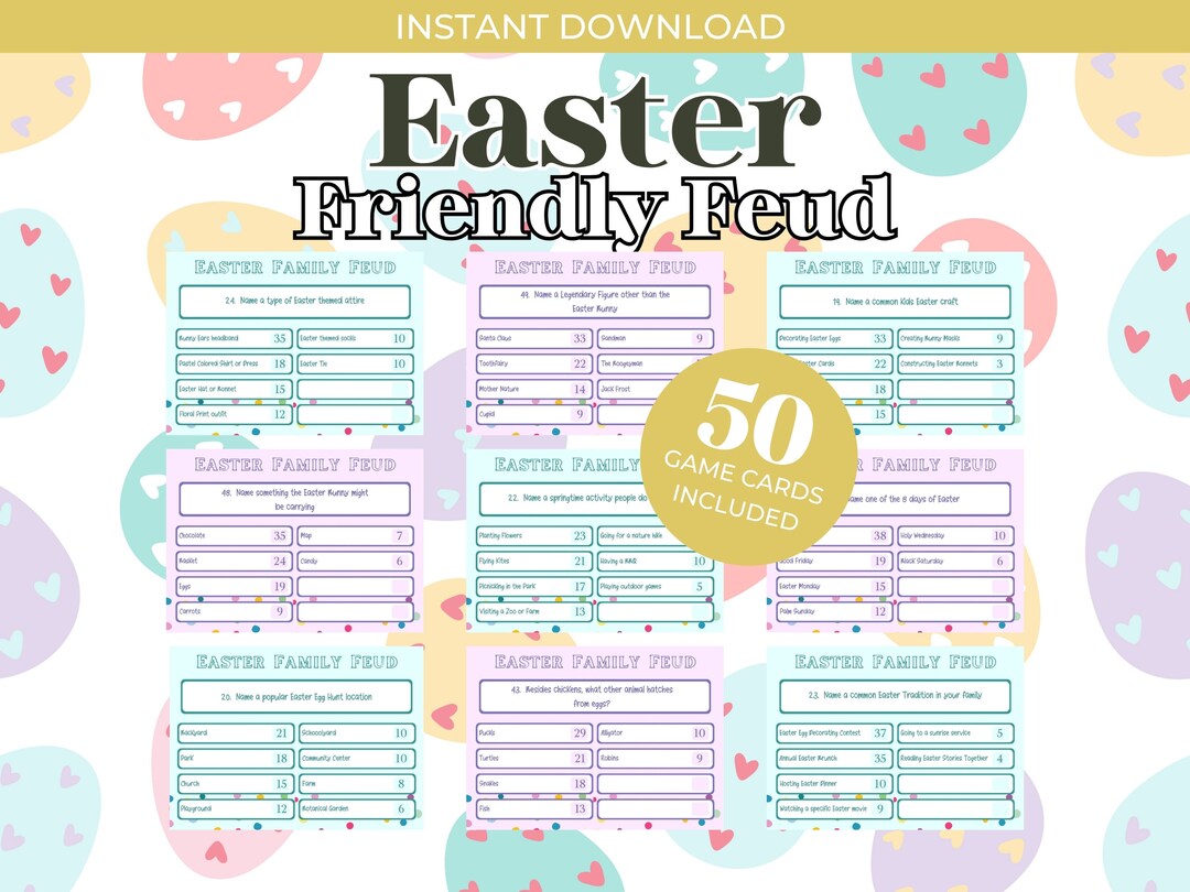 Easter Friendly Feud Game. Printable Easter Family Feud-style Question ...