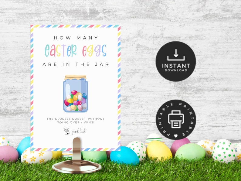 Guess How Many Easter Eggs Are in the Jar Sign. Kid Easter Party ...