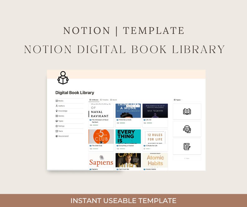 Ultimate Digital Book Library Organizer Notion Template - Etsy