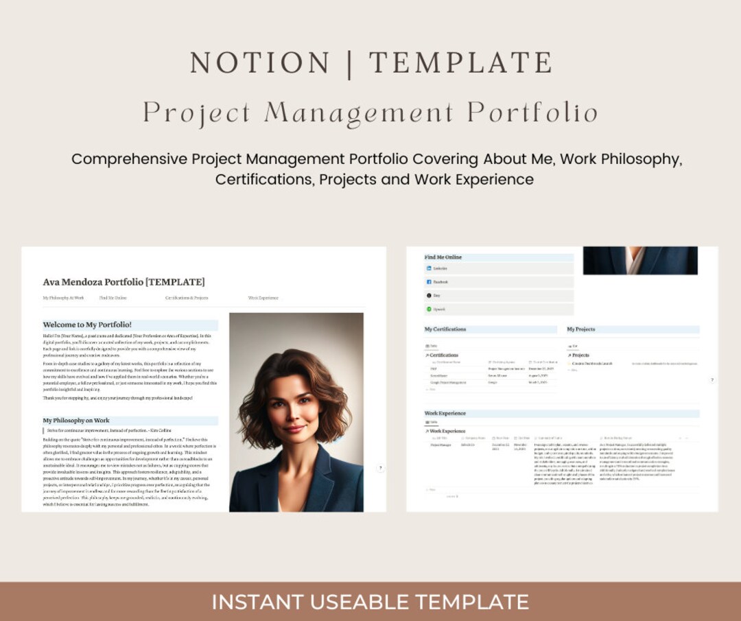Notion Project Manager Resume/portfolio Template Customizable ...