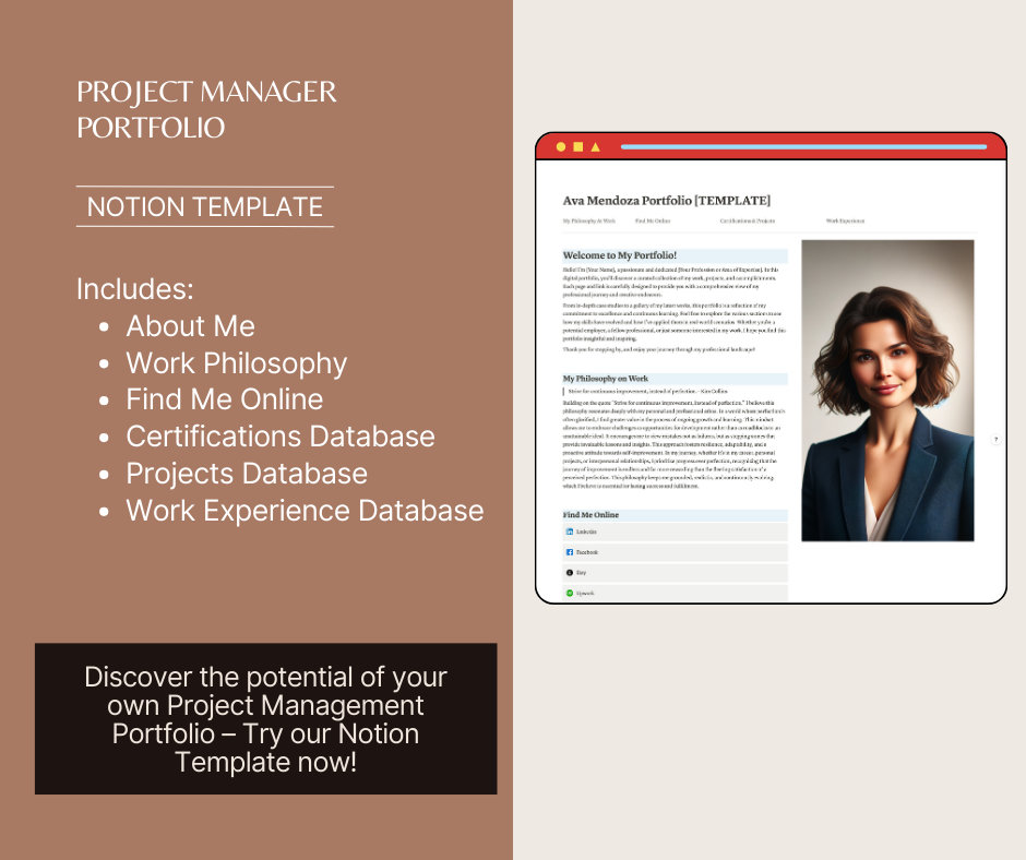 Notion Project Manager Resume/portfolio Template Customizable ...