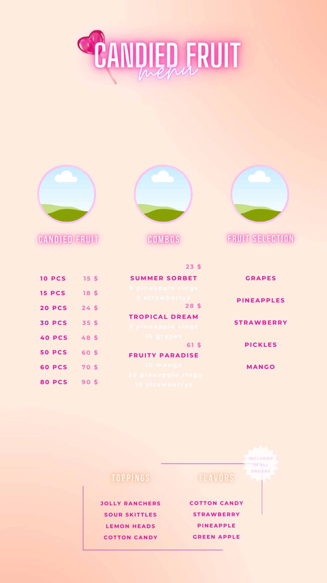 Menu and Price List Template for Your Small Business. Candied Fruit ...