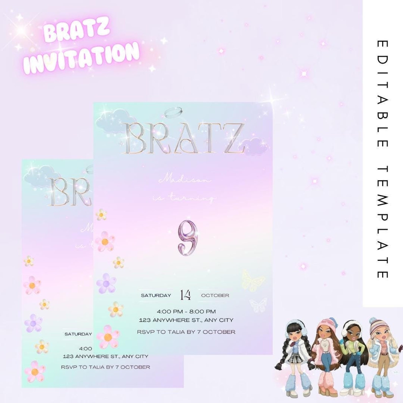 Bratz Theme Party Invitation – Colorful and Unique Invitation for Bratz ...