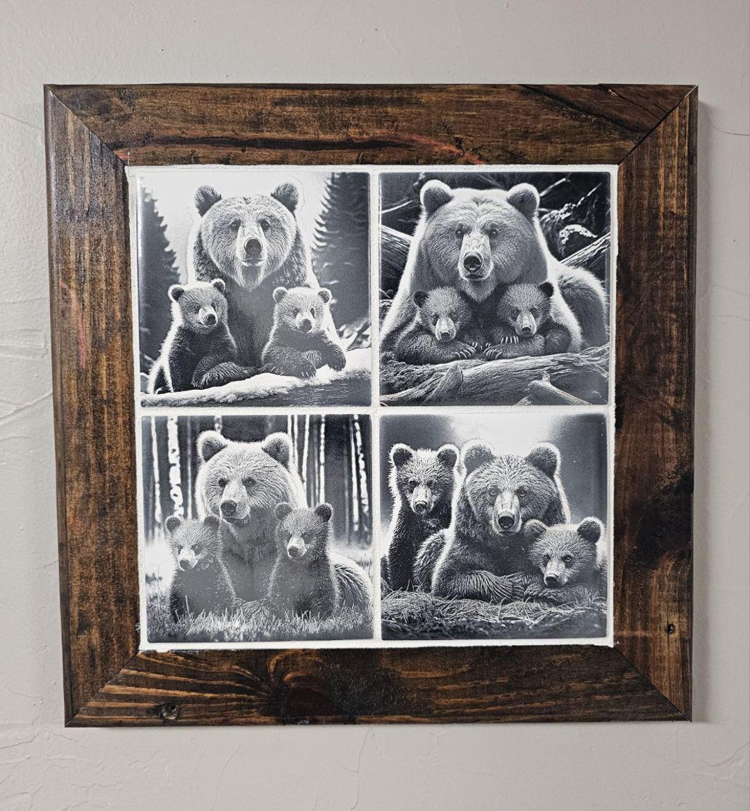 Rustic Mama Bear and Cubs Engraved Tile, Reclaimed Wood Frame - Etsy