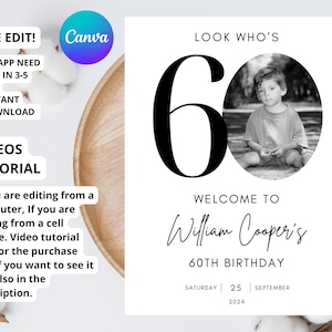 60th Welcome Sign, Look Who's 60 Welcome Sign, Modern 60th Welcome Sign ...