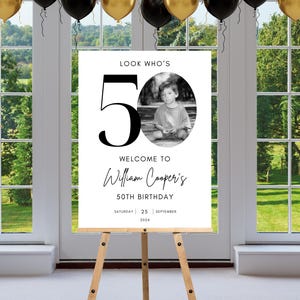 50th Welcome Sign, Look Who's 50 Welcome Sign, Modern 50th Welcome Sign ...