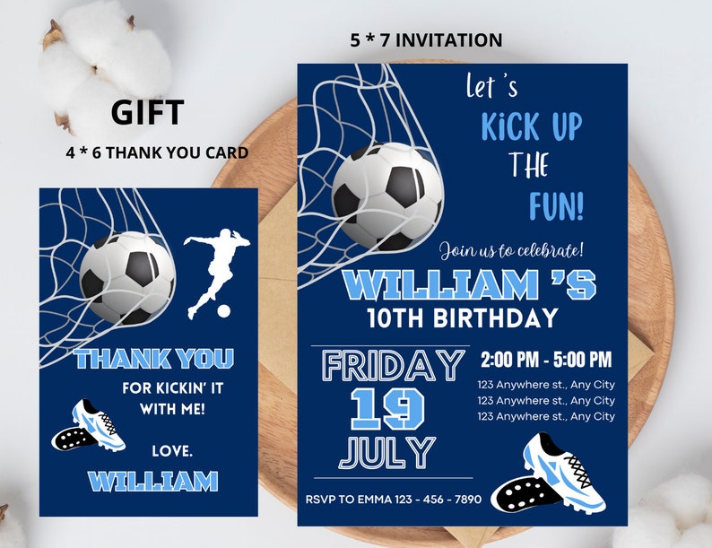 Editable Soccer Birthday Invitation Template, Soccer Birthday ...