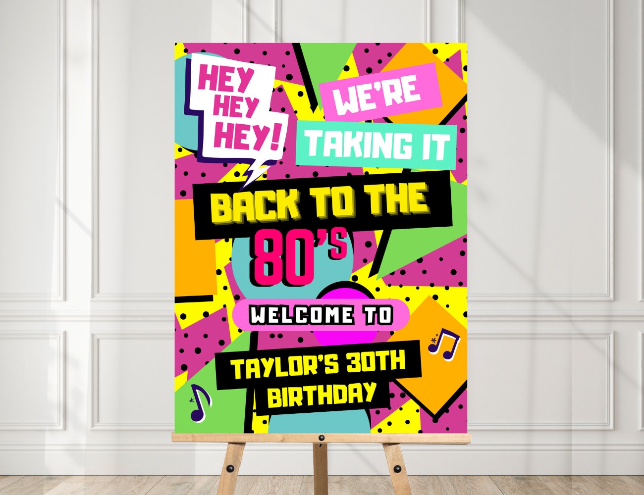 Editable 80s Party Welcome Sign, Back to the 80s, Throwback Party ...