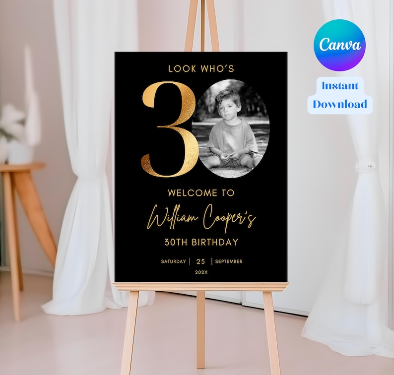30th Welcome Sign, Look Who's 30 Welcome Sign, Modern 30th Welcome Sign ...
