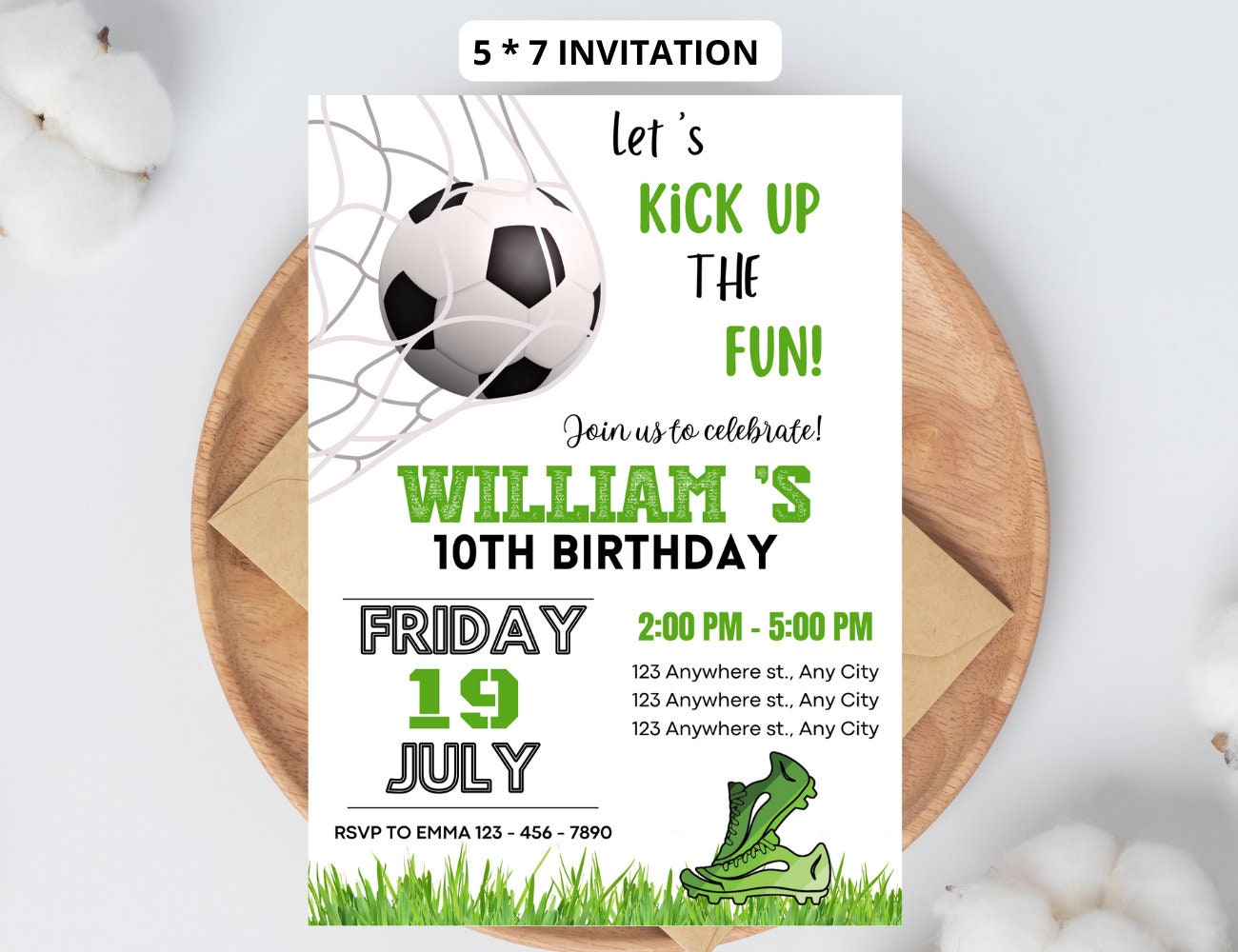 Editable Soccer Birthday Invitation Template, Soccer Birthday ...