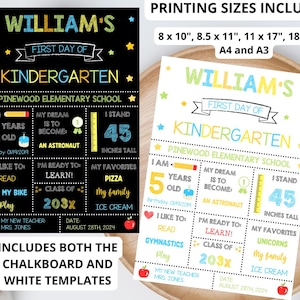 Chalkboard Back to School Sign,editable First Day of School Sign ...