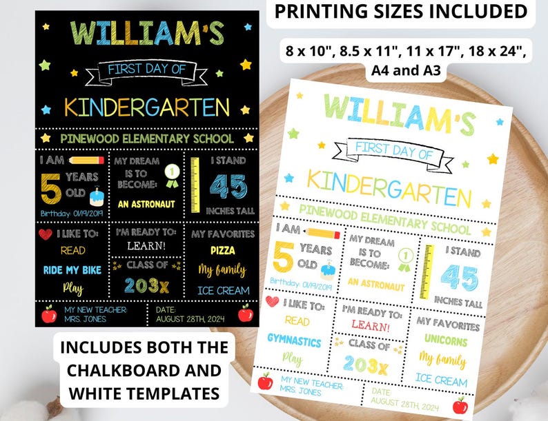 Chalkboard Back to School Sign,editable First Day of School Sign ...