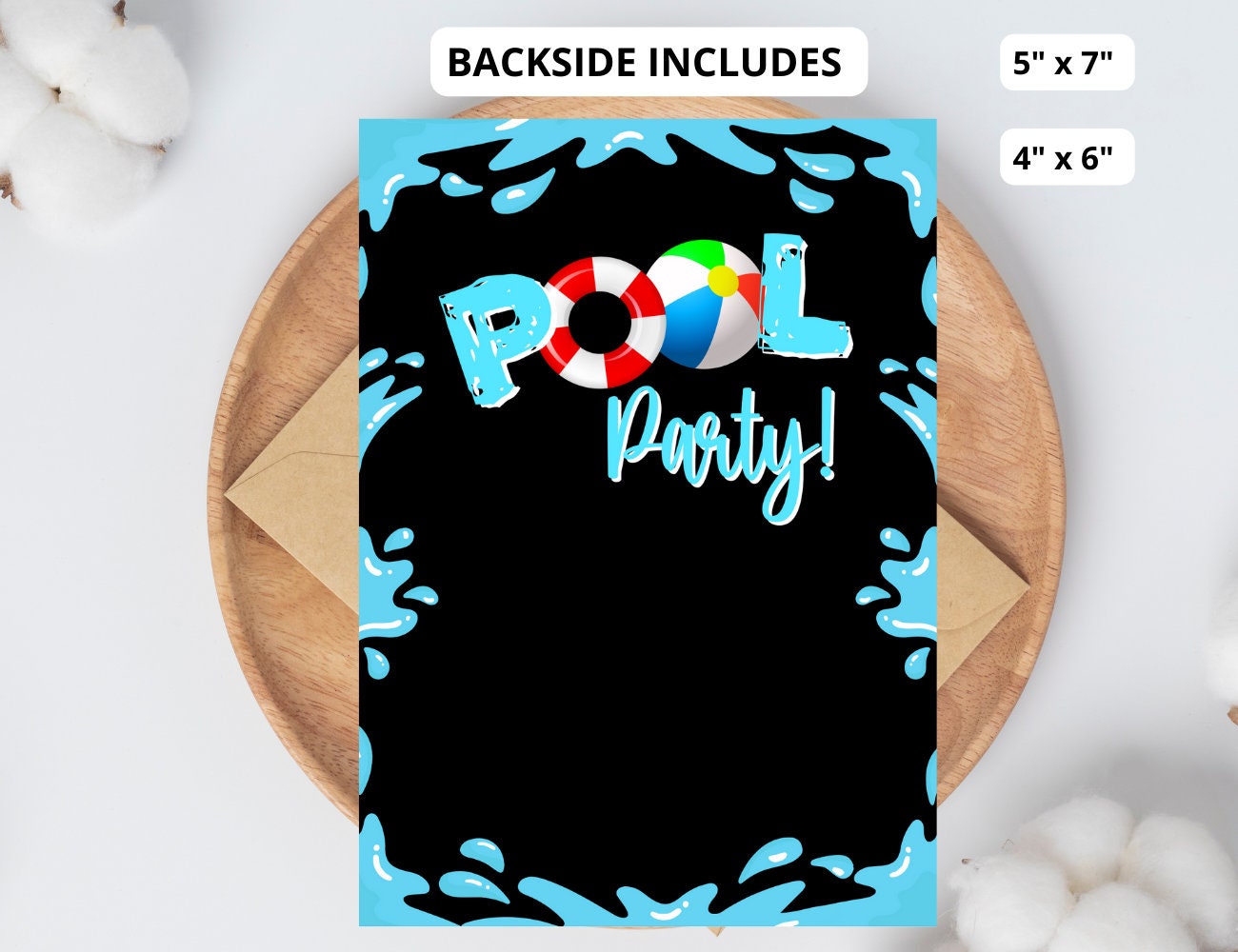 Editable Pool Party, Pool Party Birthday, 4x6 & 5x7, Splash Invitation ...