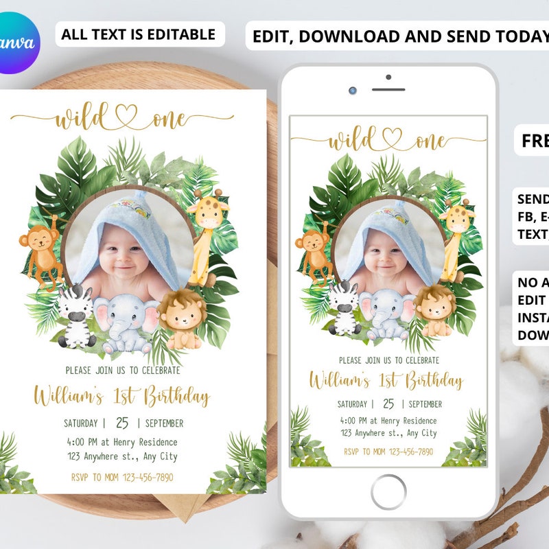 Wild One 1st Birthday Invitations - Etsy