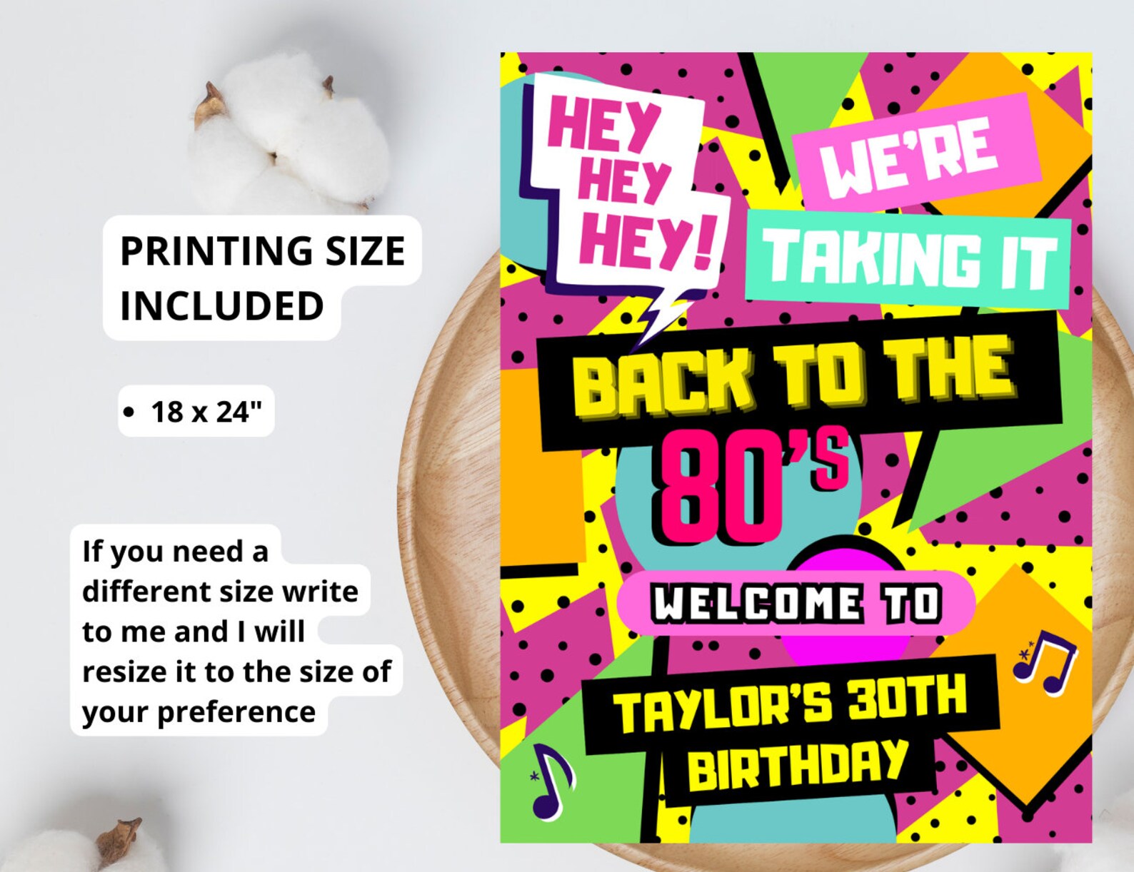 Editable 80s Party Welcome Sign, Back to the 80s, Throwback Party ...