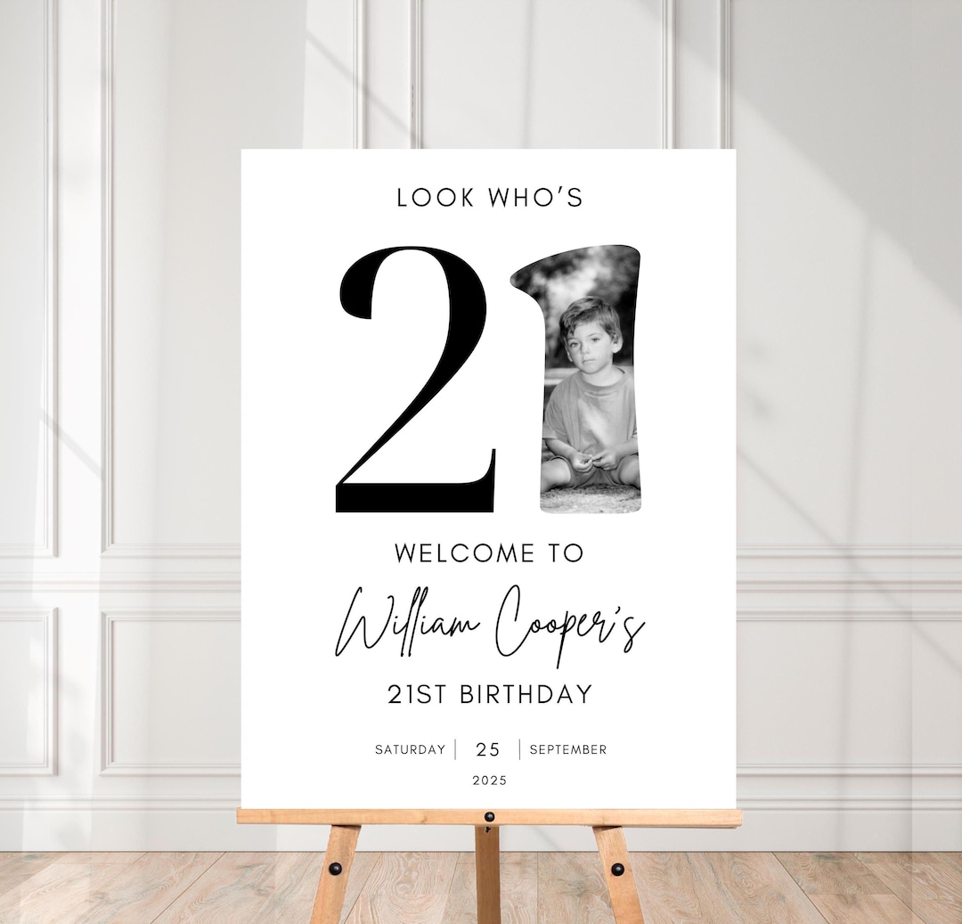 21st Welcome Sign, Look Who's 21 Welcome Sign, Modern 21st Welcome Sign ...