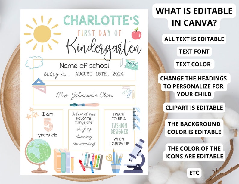 First Day of School Sign Editable Template, Last Day of School ...