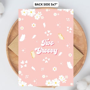 Editable TWO Groovy Girl Pink Peach Van Daisy Rainbow Groovy 2nd ...