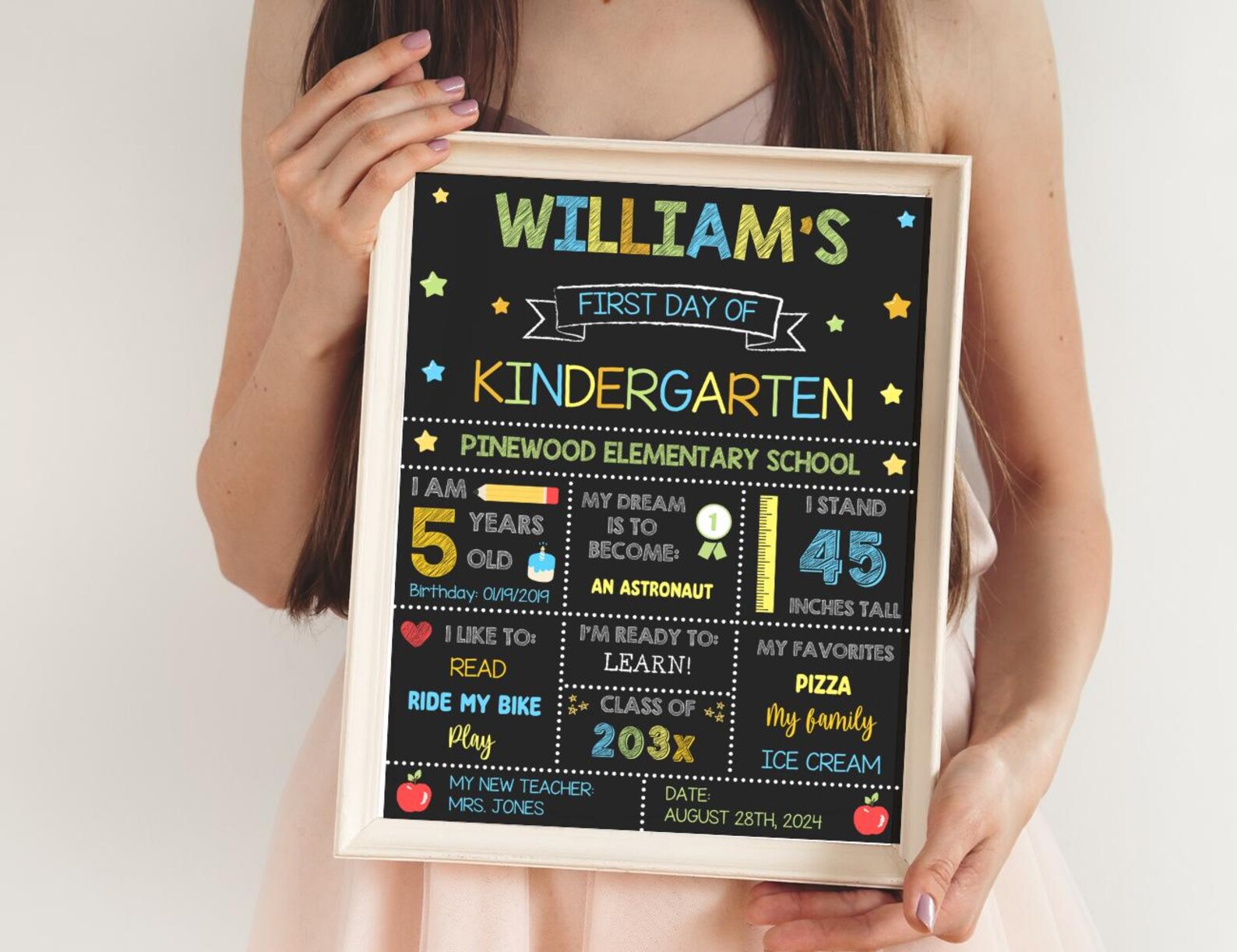 Chalkboard Back to School Sign,editable First Day of School Sign ...