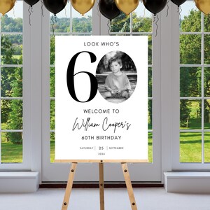 60th Welcome Sign, Look Who's 60 Welcome Sign, Modern 60th Welcome Sign ...
