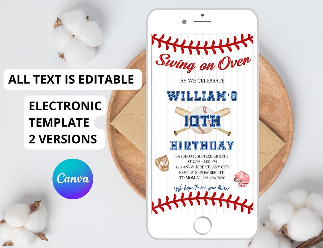 Baseball Birthday Invitation by Text, Rookie of the Year Birthday Evite ...