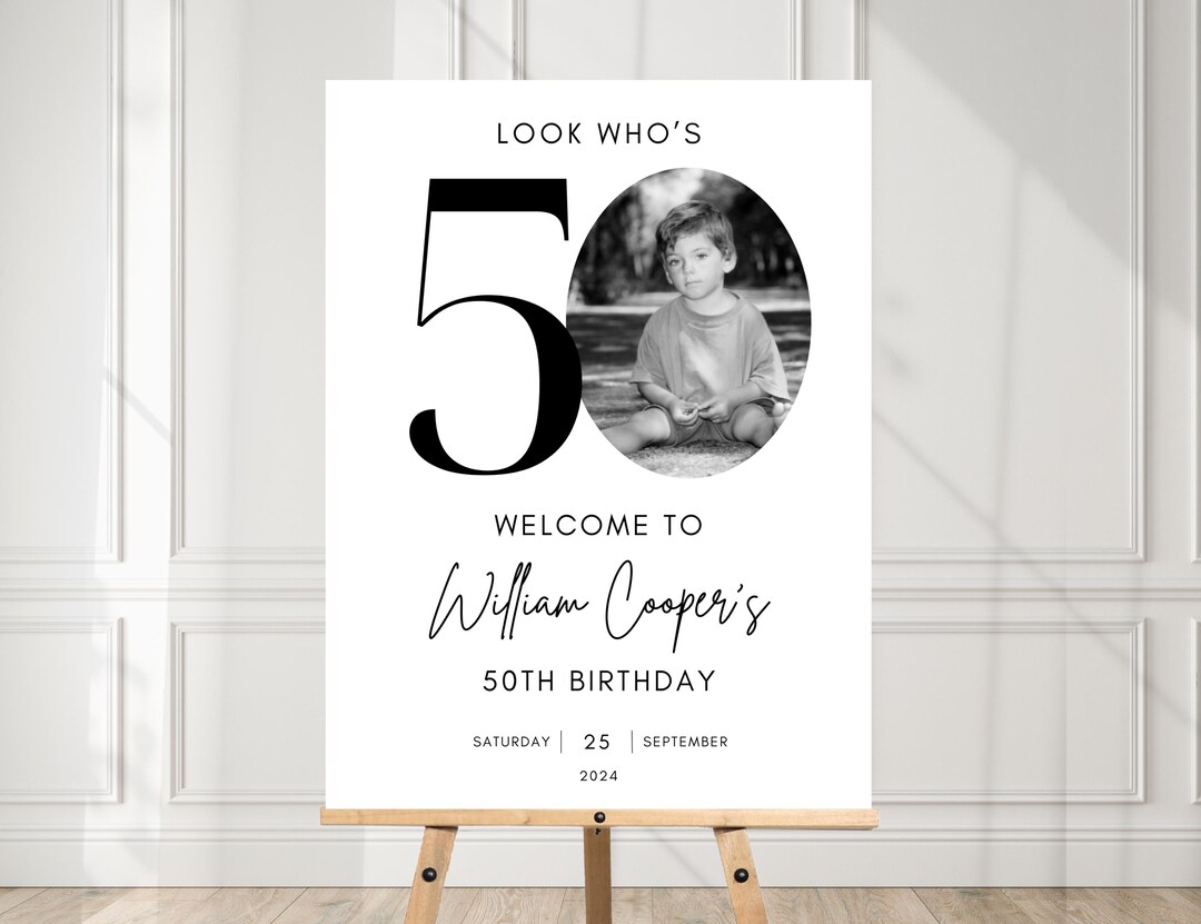 50th Welcome Sign, Look Who's 50 Welcome Sign, Modern 50th Welcome Sign ...