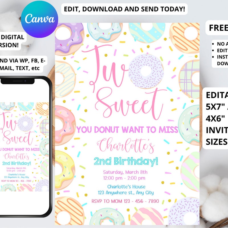 Donut Invitation - Etsy