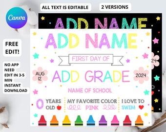 Editable Back to School Sign First Day Last Day of School Sign ...