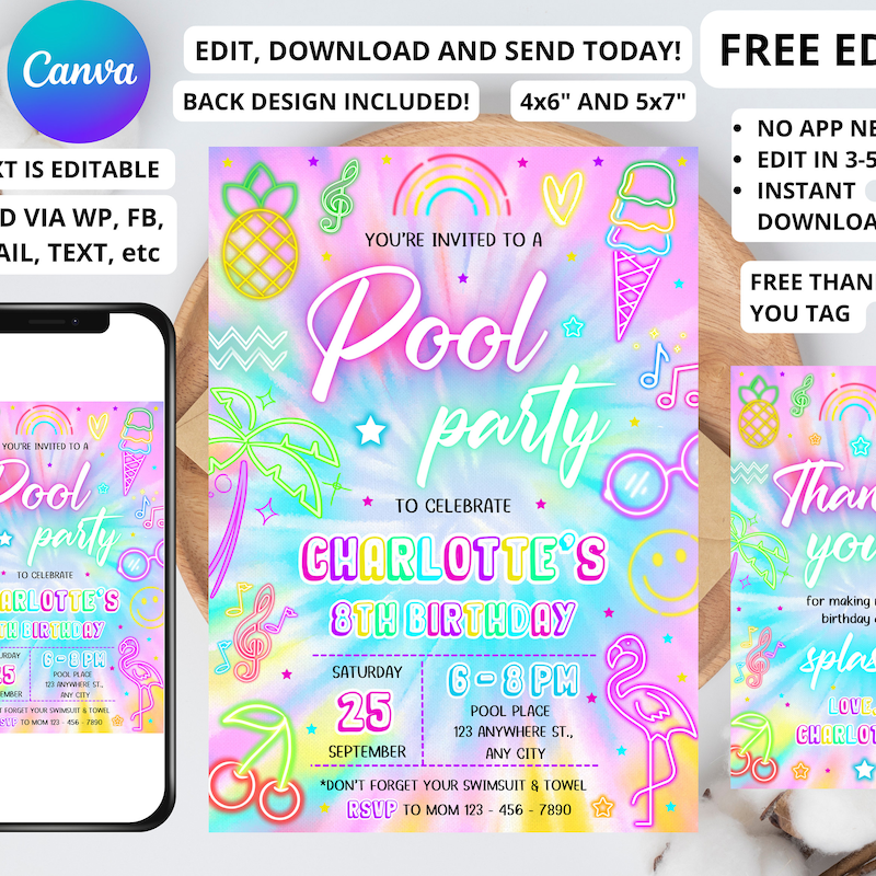 Pool Party Invitation - Etsy