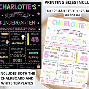 Chalkboard Back to School Sign, Editable First Day of School Sign ...