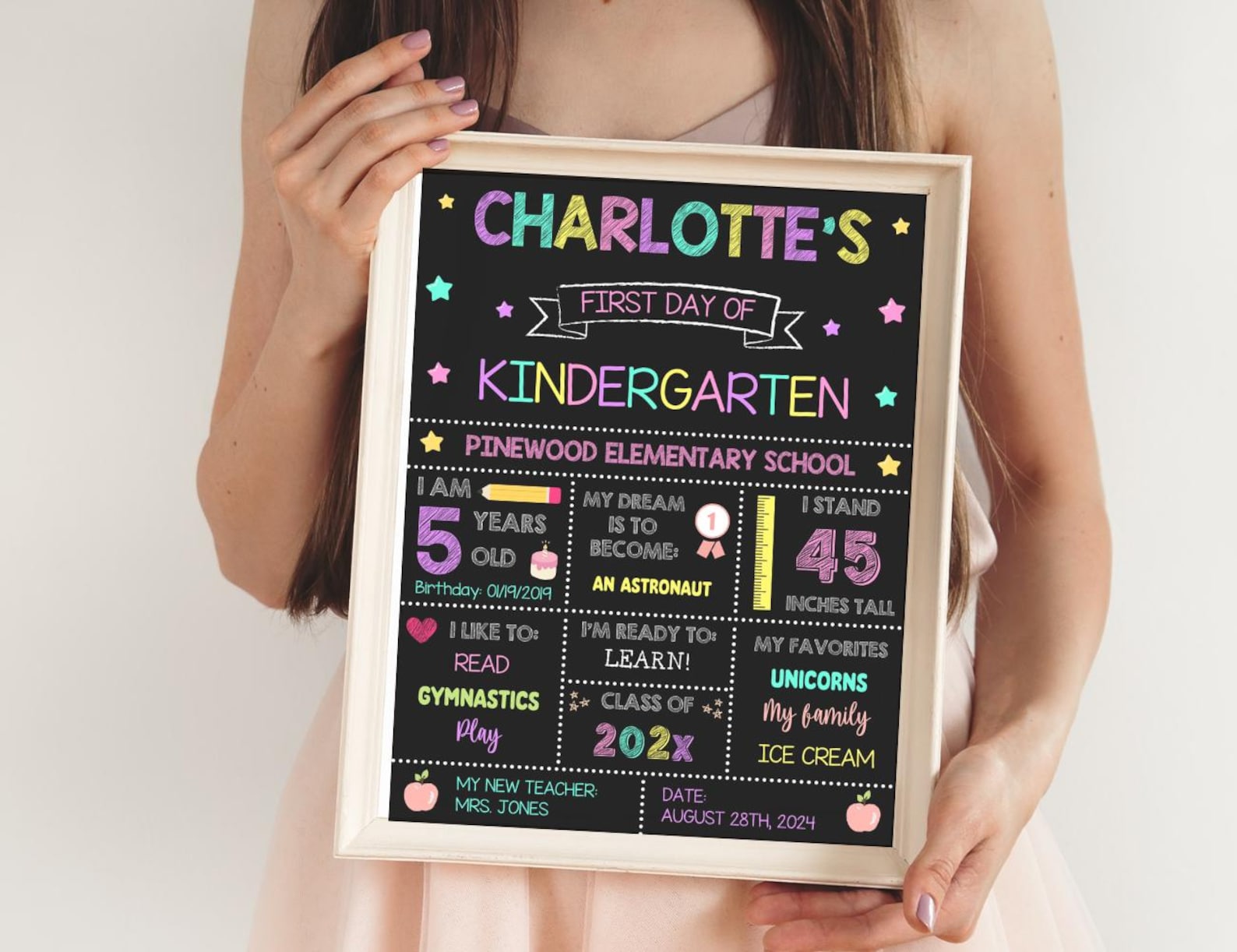 Chalkboard Back to School Sign, Editable First Day of School Sign ...