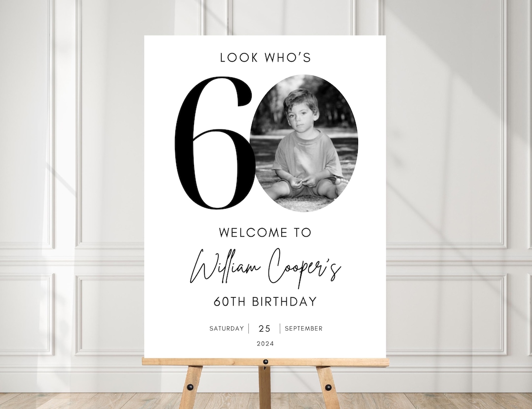 60th Welcome Sign, Look Who's 60 Welcome Sign, Modern 60th Welcome Sign ...