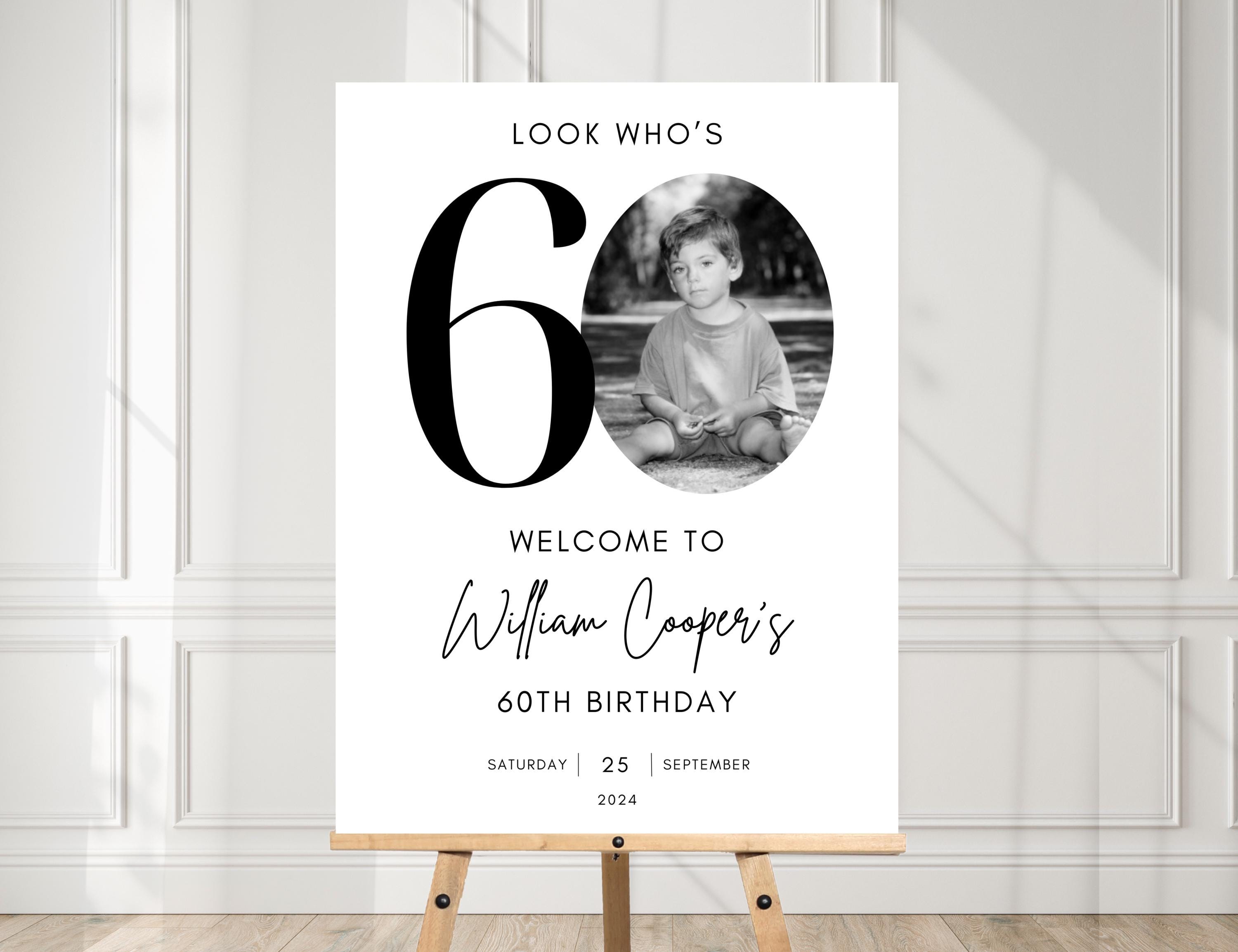 60th Welcome Sign, Look Who's 60 Welcome Sign, Modern 60th Welcome Sign ...