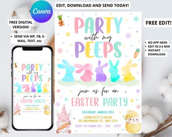 Easter Egg Hunt Invitation Editable Easter Invite Party With My Peeps ...