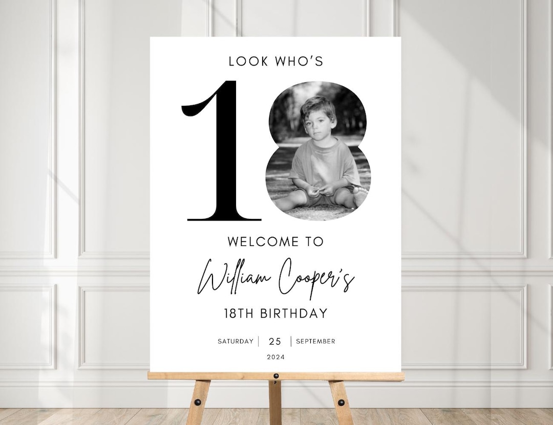 18th Welcome Sign, Look Who's 18 Welcome Sign, Modern 18th Welcome Sign ...