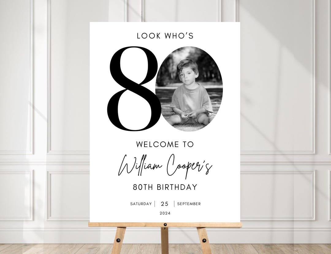 80th Welcome Sign, Look Who's 80 Welcome Sign, Modern 80th Welcome Sign ...