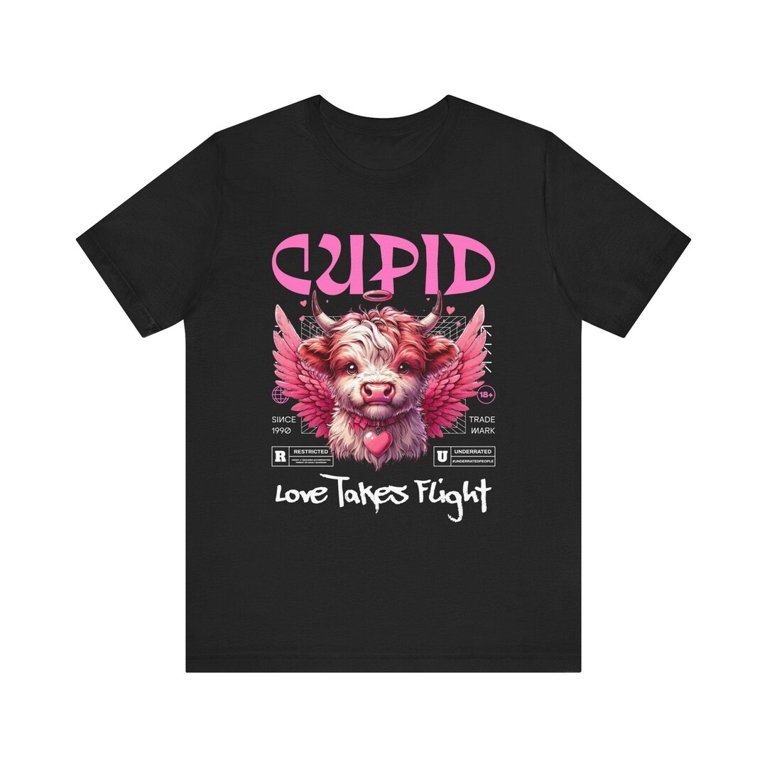Highland Cow Cupid Valentine's Day Unisex Tee, Tshirt, Love Shirt ...