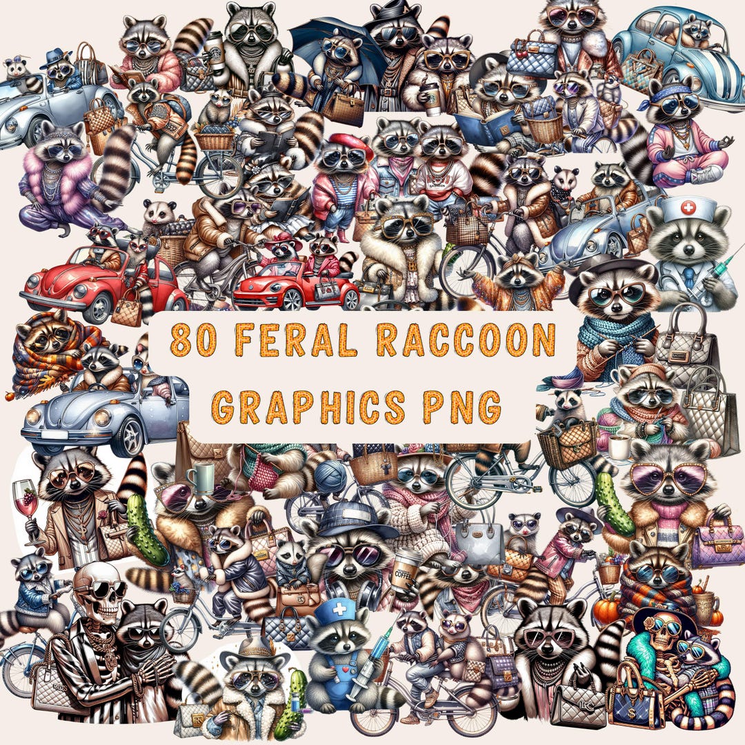 80 Feral Fall Critter PNG Bundle Autumn Animal Sublimation Designs ...