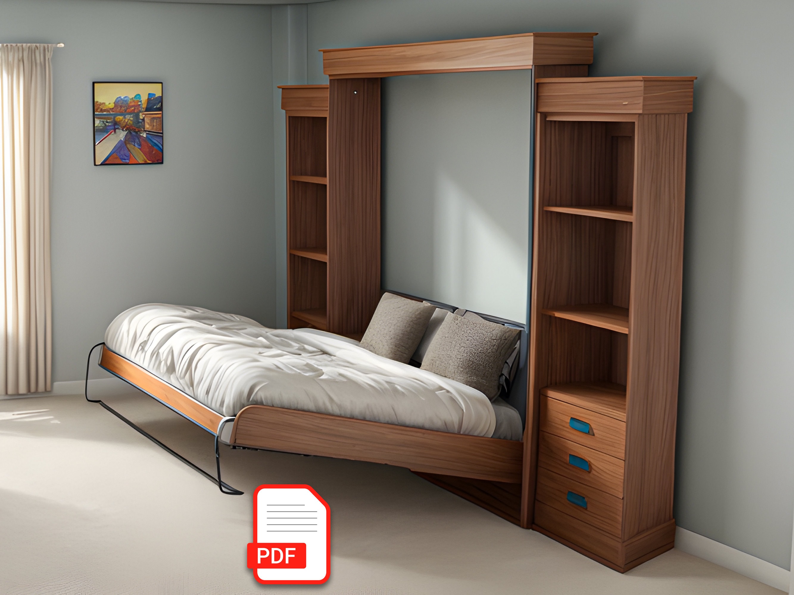 Full Deluxe Murphy Bed Build Plan Murphy Bed Plans Space Saving Bed