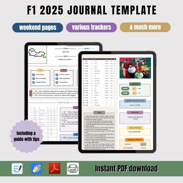 F1 Journal 2025 - Etsy