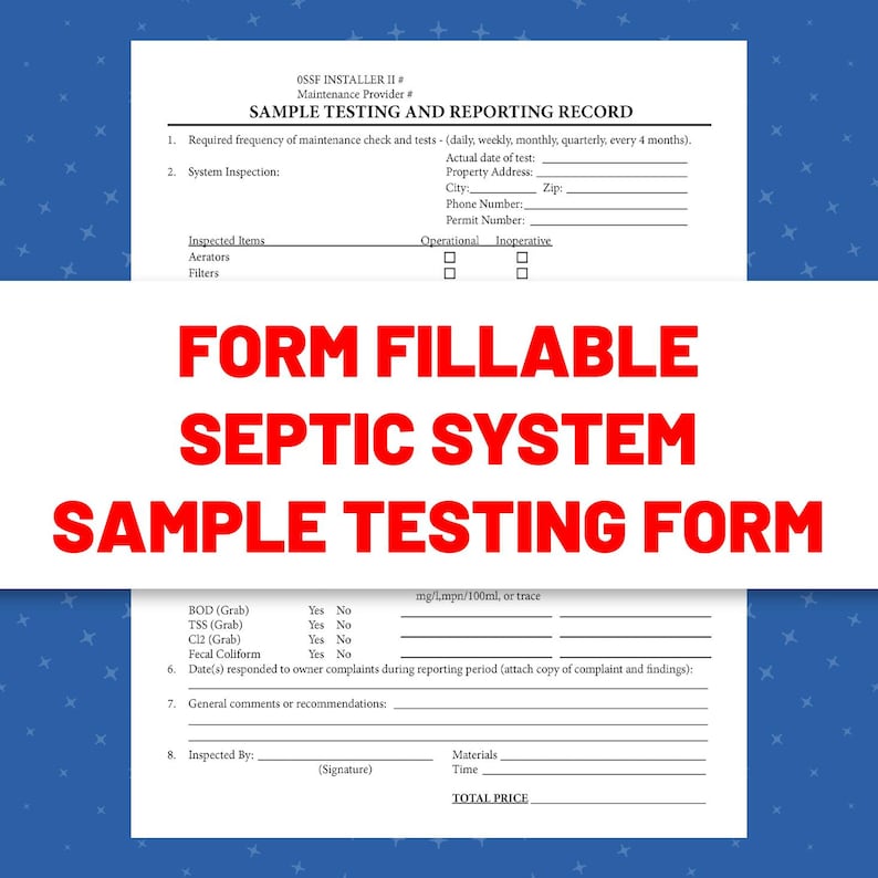 Texas Septic Maintenance Record Form | Fillable | Digital PDF | 0SSF ...