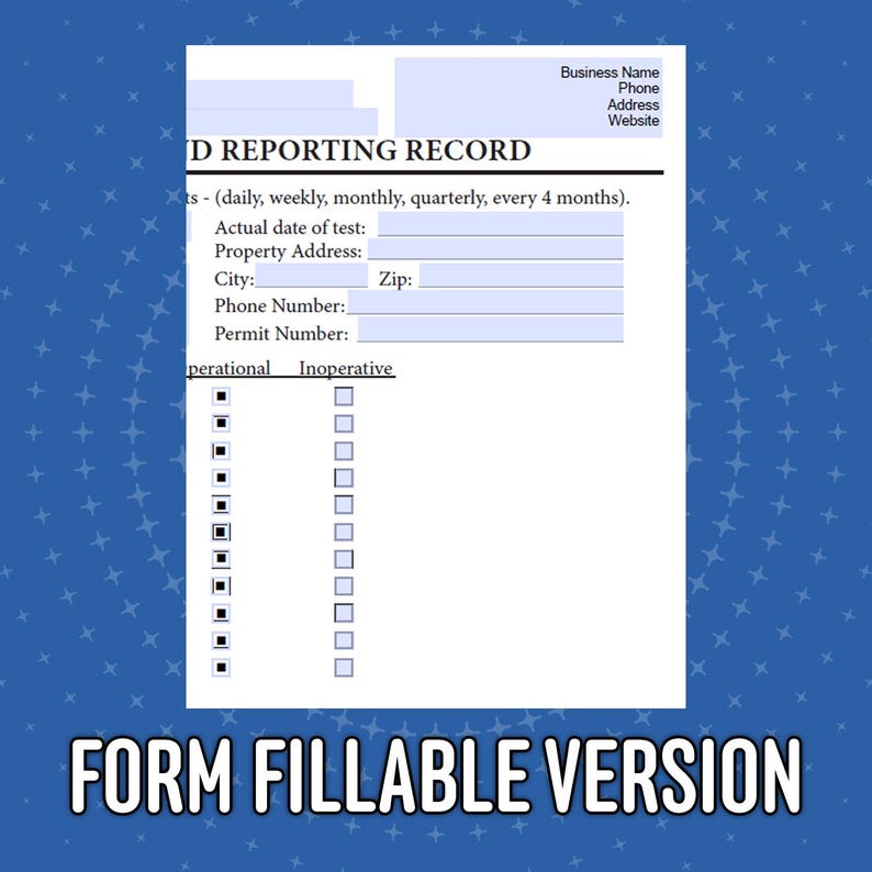 Texas Septic Maintenance Record Form | Fillable | Digital PDF | 0SSF ...