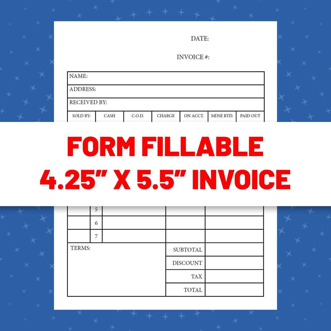 Invoice | Form Fillable PDF | Billing Form | Automatic Math | Quarter ...