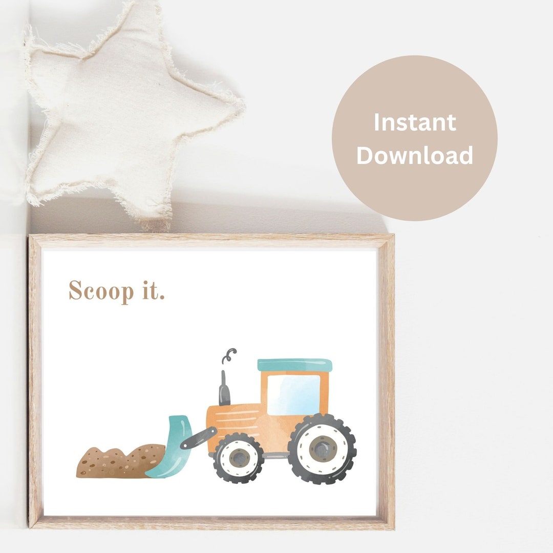 Tractor Printable Wall Art Digger Bucket Front Loader Construction Boys ...