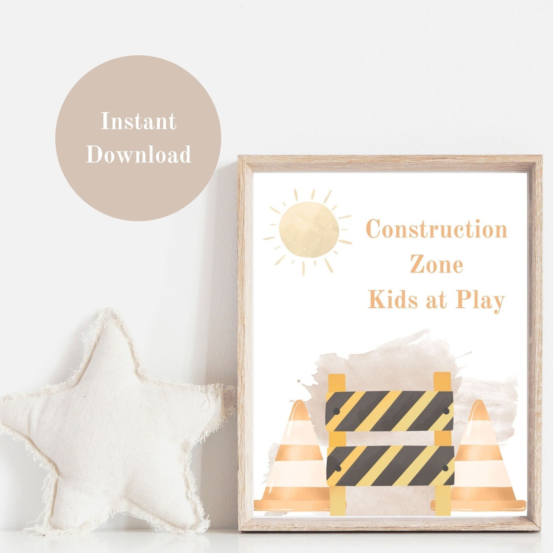 Construction Zone Printable Wall Art Trucks Vehicles Excavator Dump ...