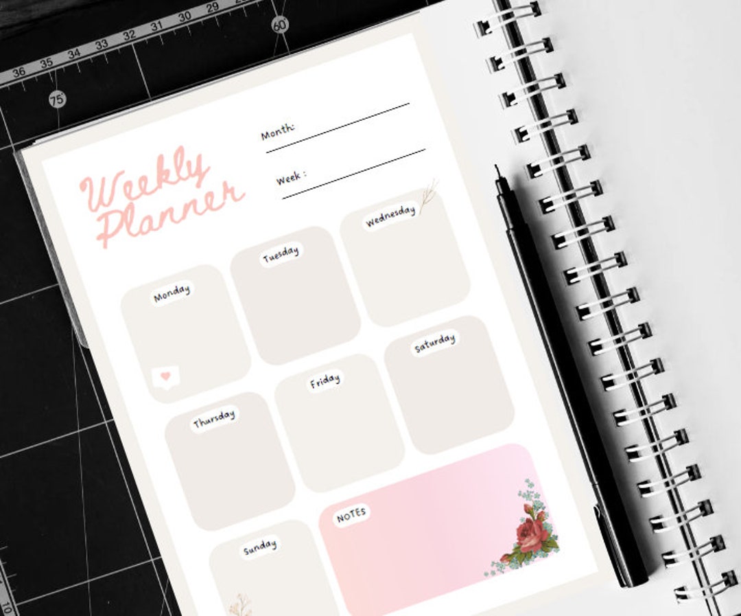 DIGITAL Weekly Planner ORGANISER Flowers Print - Etsy