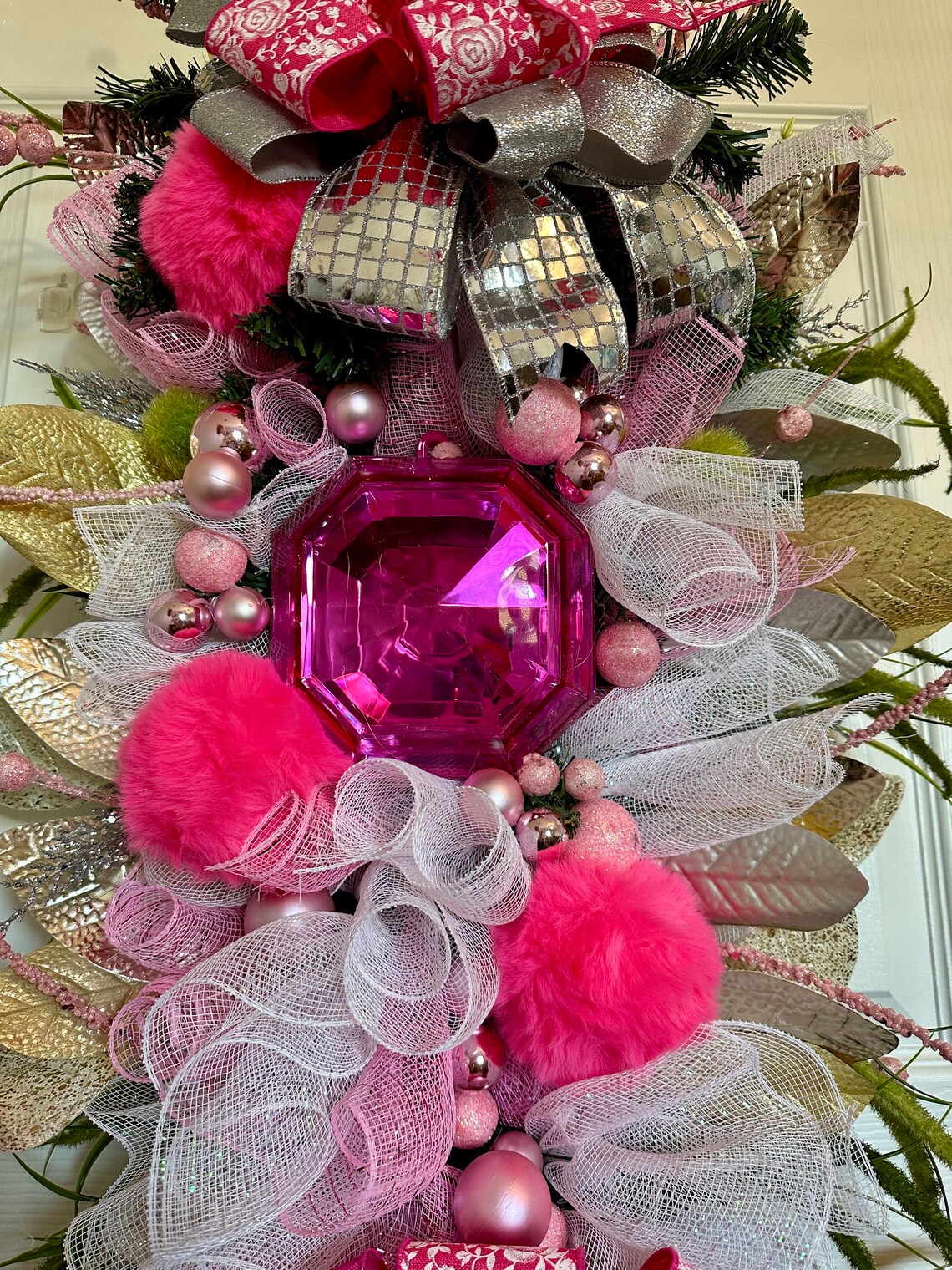 Luxury Hot Pink Gem XXL Swag With Flowers and Bows That Sparkle and ...