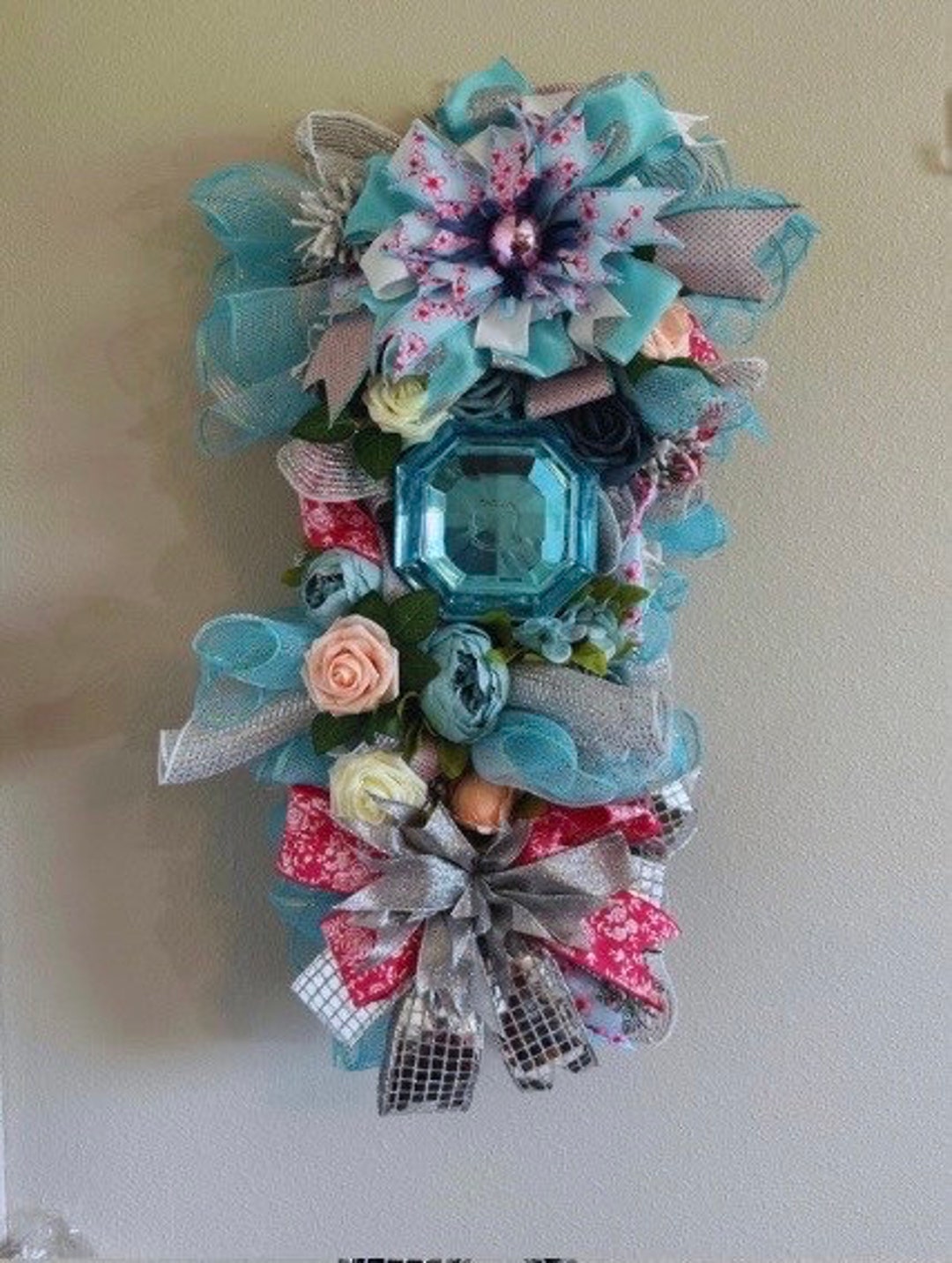 Luxury Icy Blue Gem XL Swag With Flowers and Bows That Sparkle and ...
